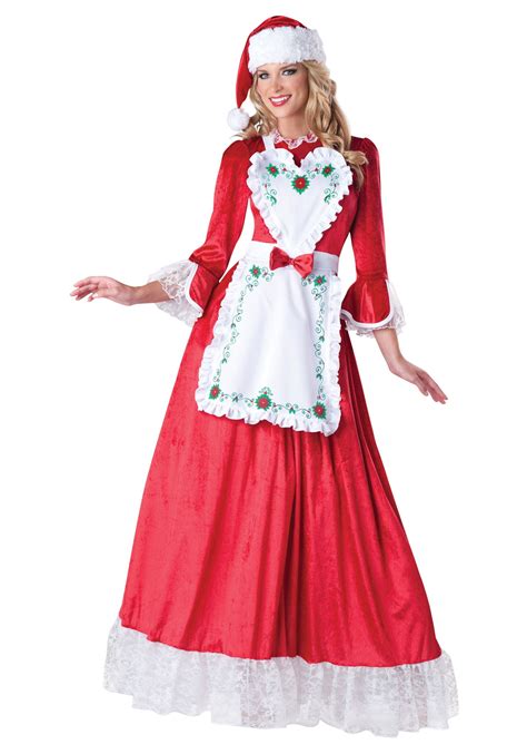 Womens Mrs Claus Costume Christmas Costumes Santa Dress Mrs Clause Costume