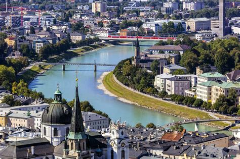 Austria Salzburg View From Fortress Of Hohensalzburg City Over River