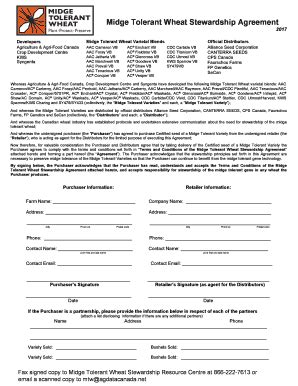 Fillable Online Midge Tolerant Wheat Stewardship Agreement Fax Email