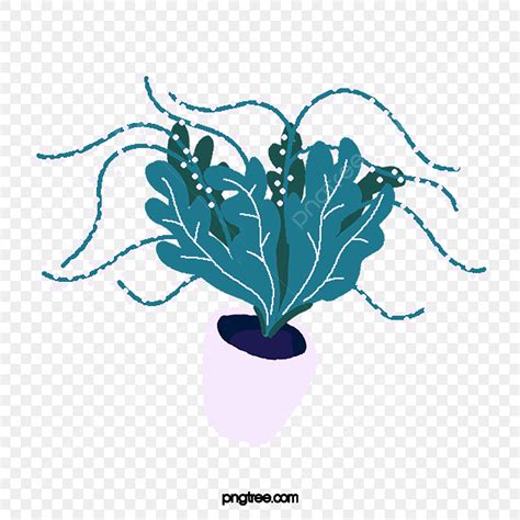 Pot Leaf PNG Transparent Blue Plant Leaf Potted Blue Plant Potted