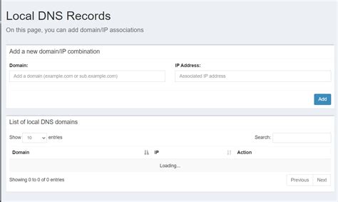 Data Table Error On Local Dns Record Page Docker Image Issue
