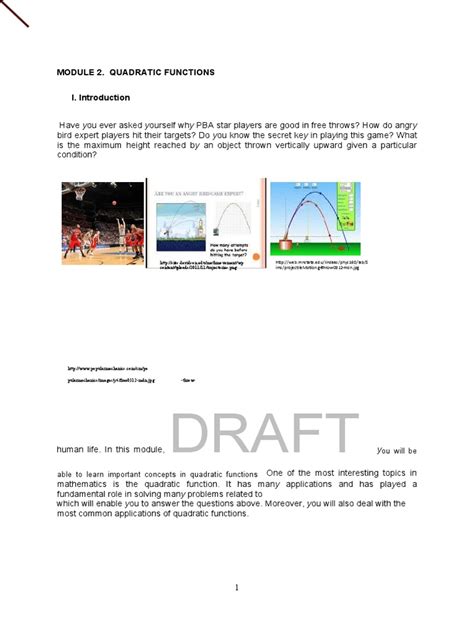 module 2 quadratic functions an introduction to modeling real life situations using quadratic