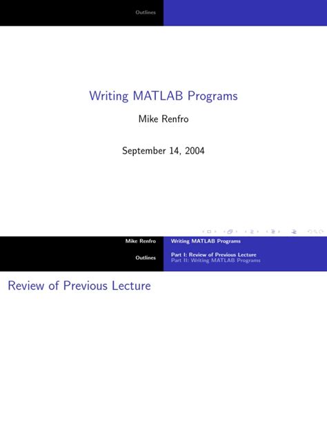 writing matlab programs mike renfro pdf control flow matlab