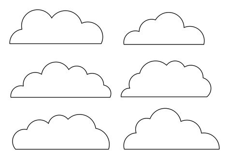 Four Different Clouds That Are Black And White Each With One Cloud In