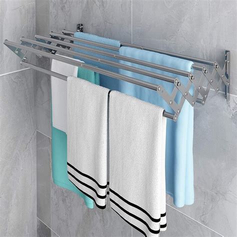 Rebrilliant Wall Mounted Clothes Drying Rack Stainless Steel Accordion