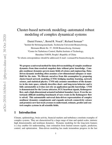 pdf cluster based network modeling automated robust modeling of complex dynamical systems