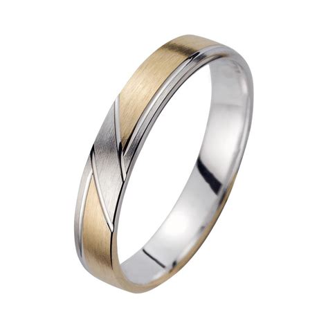 Unique Eheringe Gelb und Weißgold mit Brillanten Breite 4 mm WR0899