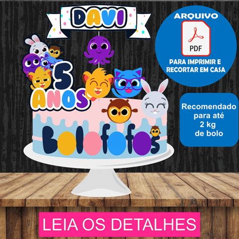 Topo De Bolo Bolofofos Pdf Para Imprimir Em Casa Elo7