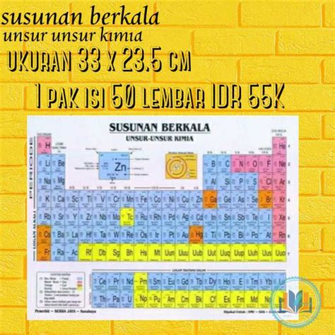 Jual Susunan Berkala Unsur Kimia Tabel Periodik Isi 50 Lembar Di Seller