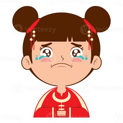 Chinese Girl Crying Face Cartoon Cute 17189151 PNG