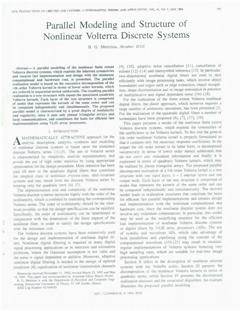 pdf parallel modeling and structure of nonlinear volterra discrete systems