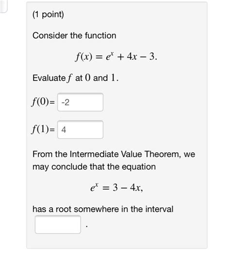 solved 1 point consider the function f x 4x 3 evaluate