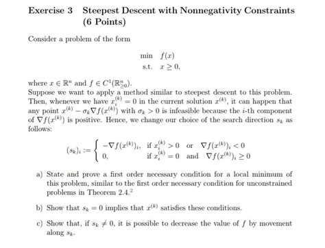solved exercise 3 steepest descent with nonnegativity