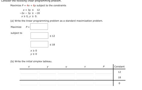 solved maximize p 4x 6y subject to the constraints