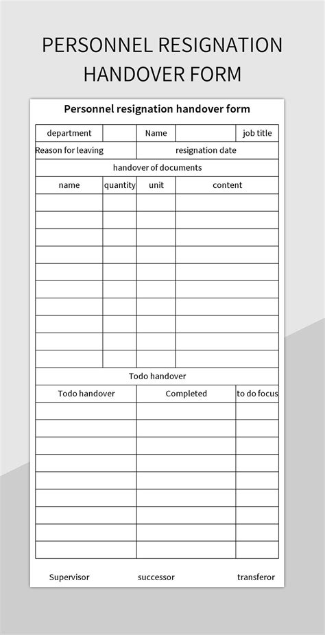 Personnel Resignation Handover Form Excel Template And Google Sheets