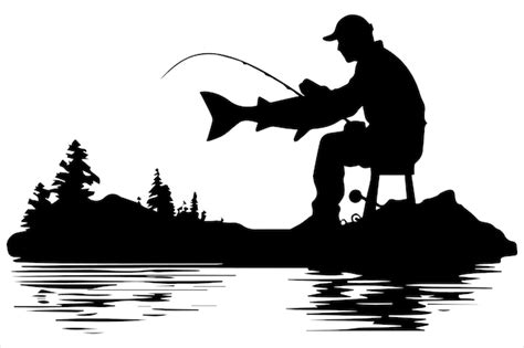 Premium Vector Fisherman Fishing Silhouette Vector Illustration