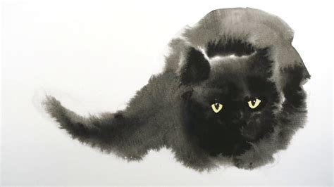 Watercolor Black Cat Tutorial Wet In Wet Technique YouTube
