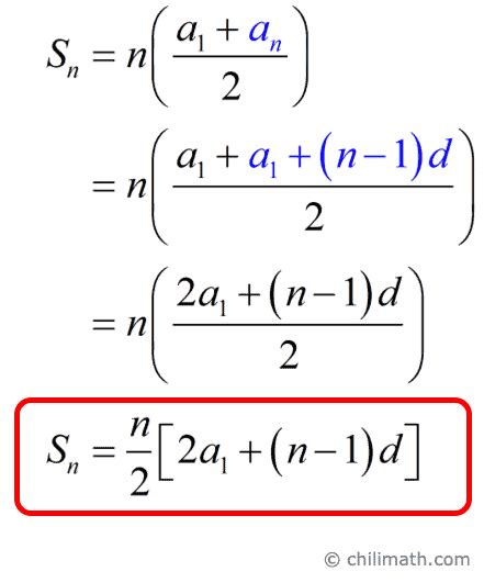 arithmetic series formula chilimath