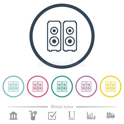 Speakers Outline Flat Color Icons In Round Outlines Stock Vector