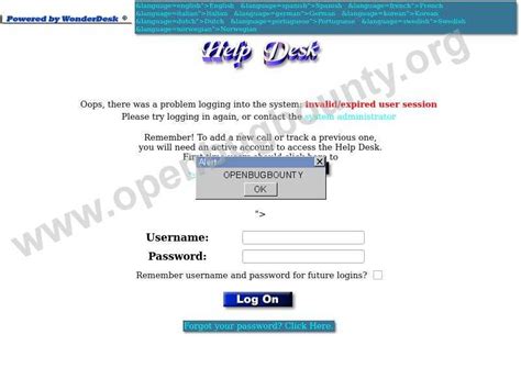 Wonderdesk Cross Site Scripting Vulnerability OBB 694294 Open Bug