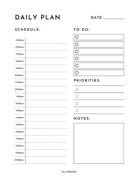 10 Cute Printable Daily Planners With Time Slots JellyMemos Study