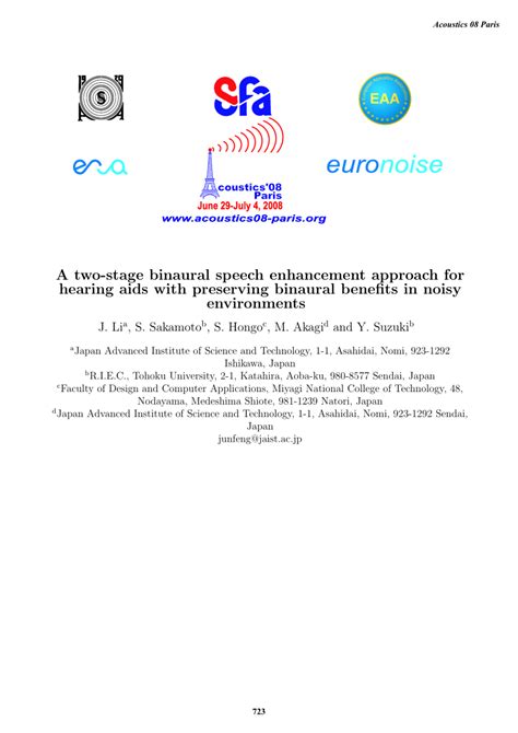 pdf a two stage binaural speech enhancement approach for hearing aids with preserving binaural