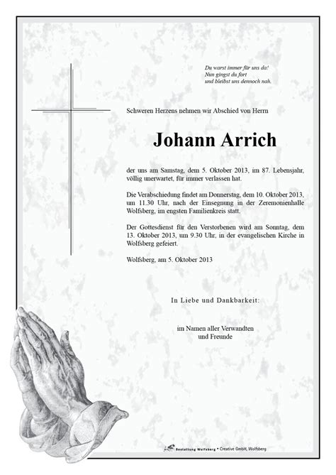 Parte für Johann Arrich pax requiem