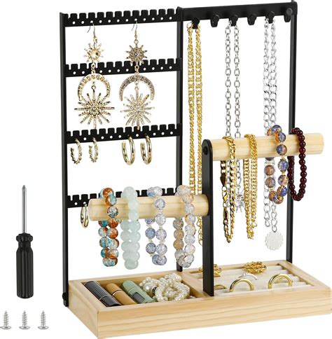 Flymer Présentoir à Bijoux Porte Boucles d Oreilles avec Plateau et
