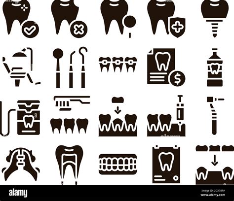 Stomatology Collection Glyph Icons Set Vector Stock Vector Image Art