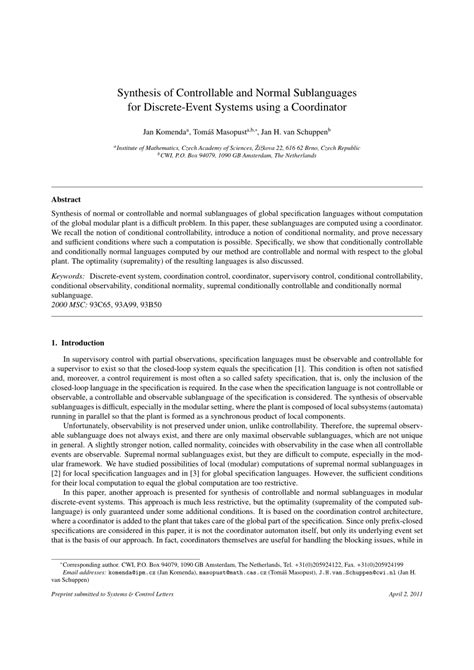 pdf synthesis of controllable and normal sublanguages for discrete event systems using a