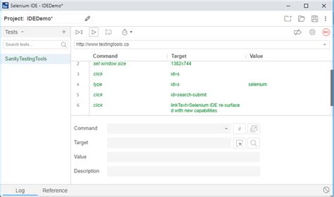 how to create tests in selenium ide testing tools