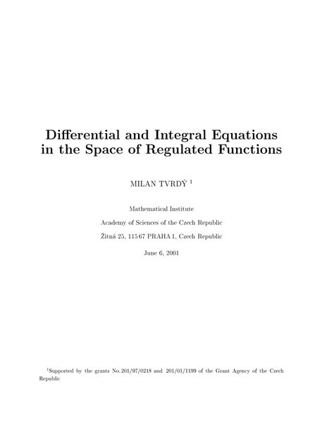 pdf differential and integral equations in the space of regulated functions