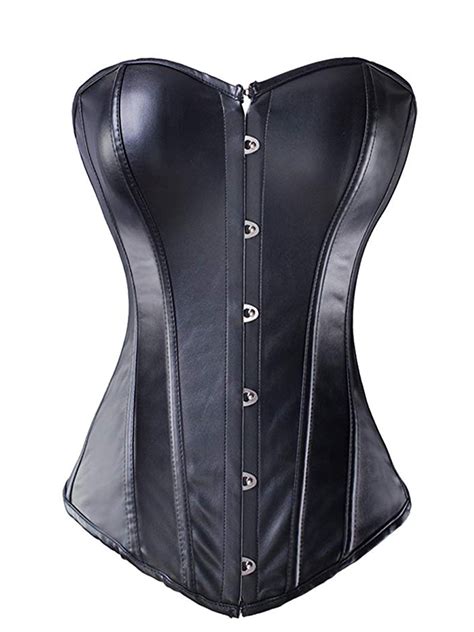 LELINTA Womens Waist Trainer Corset Faux Leather Zipper Front Corset