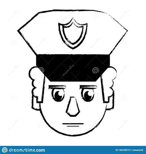 Esbo o Dos Desenhos Animados Da Cara Da Pol cia Ilustração do Vetor