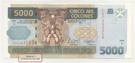 Costa Rica 5000 Colones 24 2 1999 Pick 268a A Unc