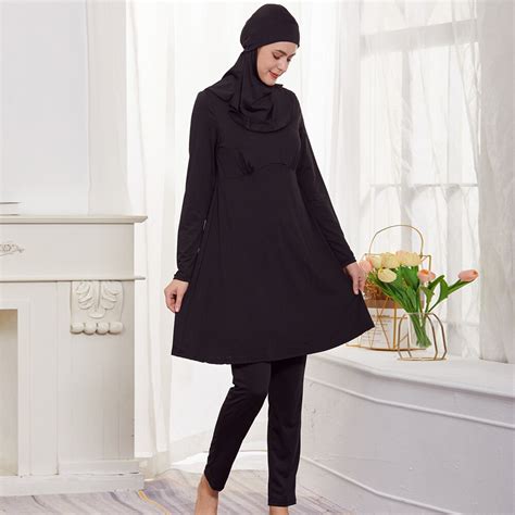 Kadınlar için 3 adet islami mayo uzun kollu mayo Muslimah yüzme Burkini