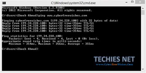 how to know ip address of any website using command prompt cmd techies net
