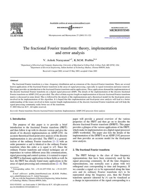 the fractional fourier transform theory implementation and error analysis pdf digital