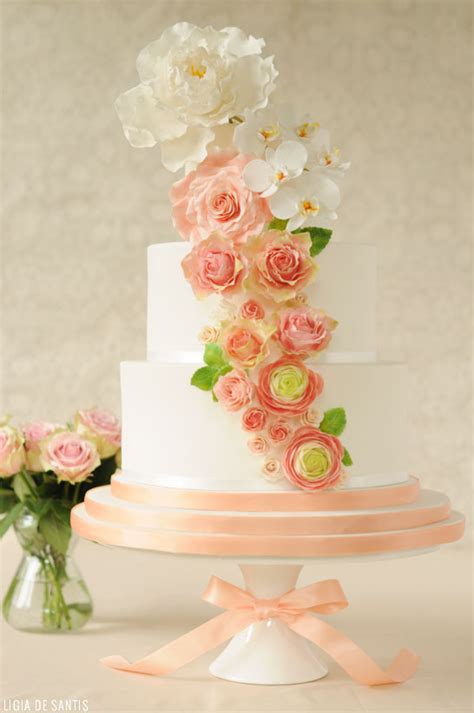 Pink Peach Mint Wedding Cake The Cake Blog