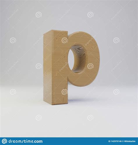 3D Min Scula De La Letra P Fuente De Madera Aislada En El Fondo Blanco