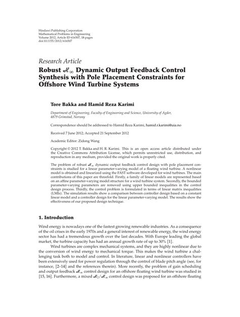 pdf robust ℋ ∞ dynamic output feedback control synthesis with pole placement constraints for