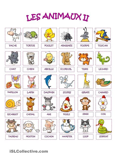 Les Animaux En Francais