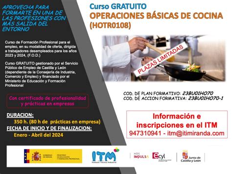 Curso FOD OPERACIONES BÁSICAS DE COCINA ITI Instituto Técnico Industrial