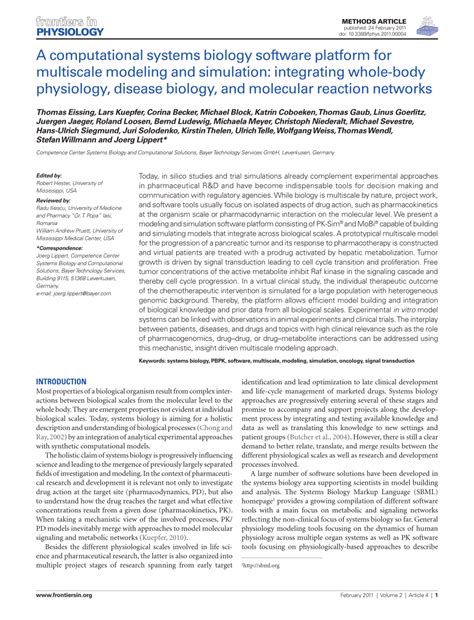 pdf a computational systems biology software platform for multiscale modeling and simulation