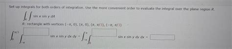 solved set up integrals for both orders of integration use