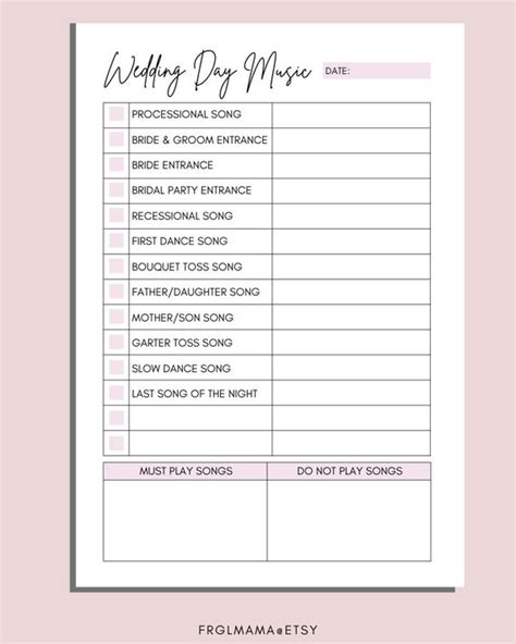Wedding Song List Template Ubicaciondepersonas Cdmx Gob Mx