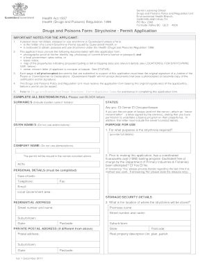 Fillable Online Health Qld Gov Strychnine Permit Application Form