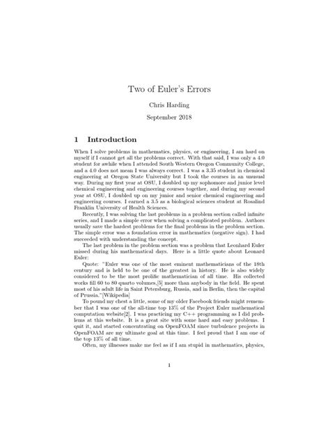 two of euler s errors pdf leonhard euler teaching mathematics