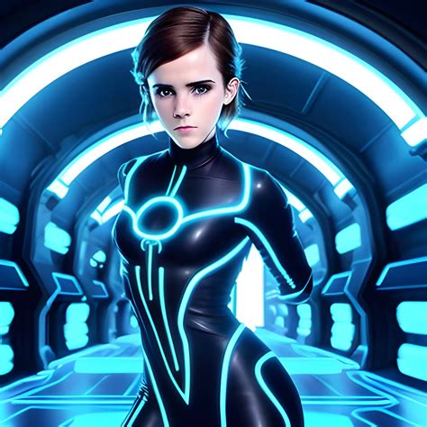 Emma Watson Sexy In A Hot Tron Cosplay You Can See Her Breast