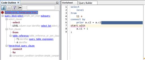 partial parse tree in hierarchical query bug oracle forums